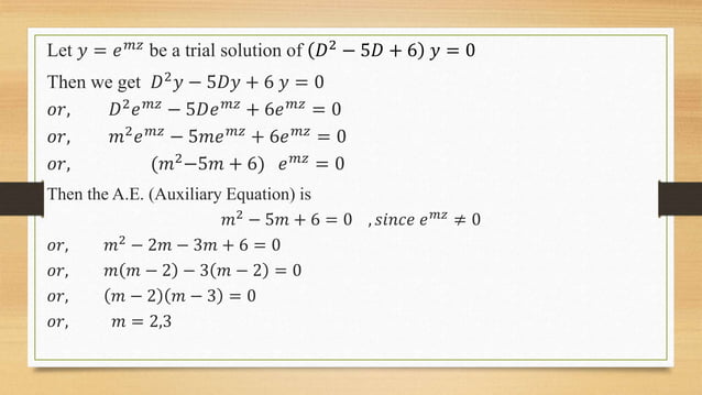 Homogeneous Linear Differential Equations | PPTX