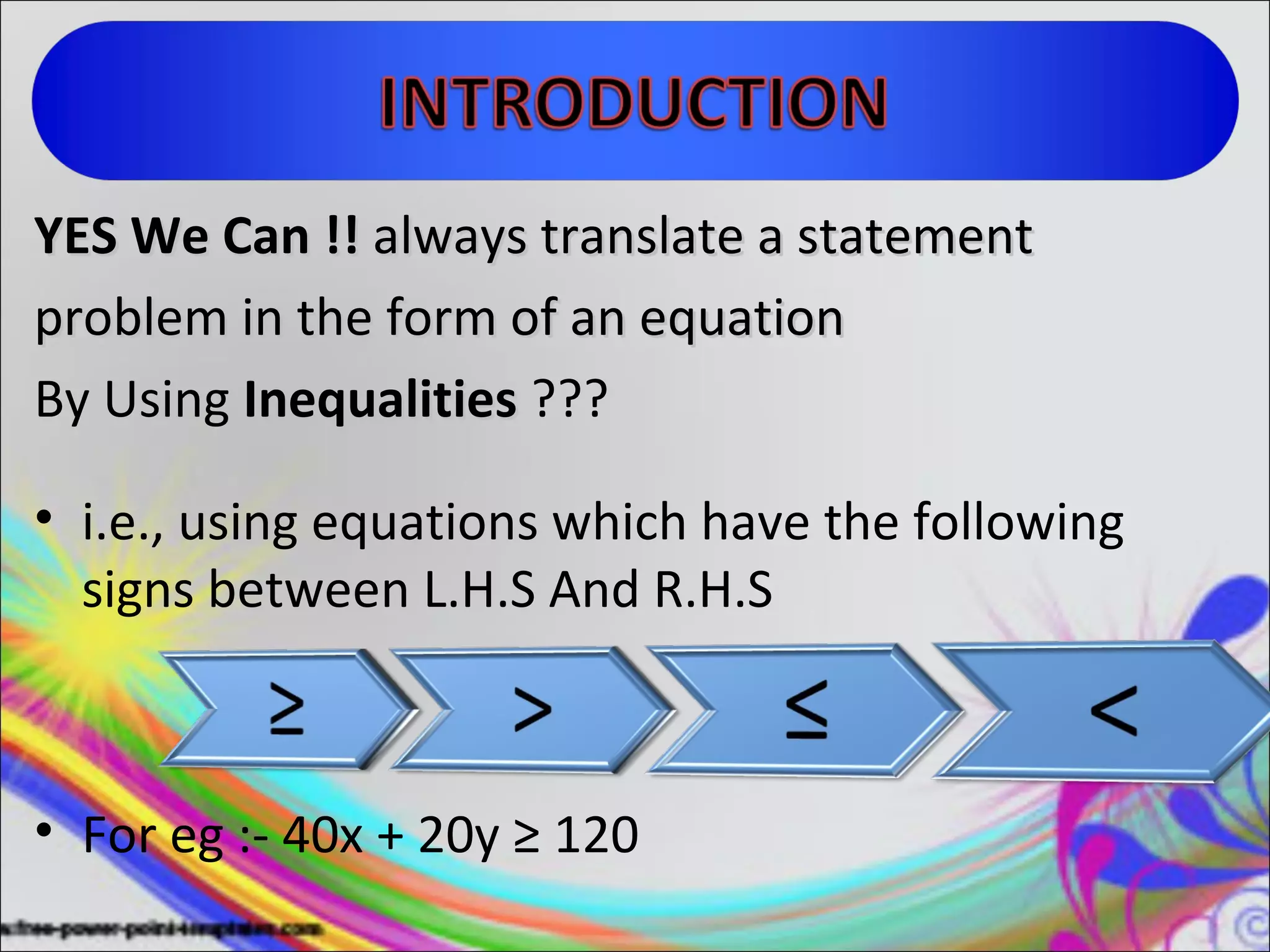 CBSE Class XI Maths Linear inequalities | PPT