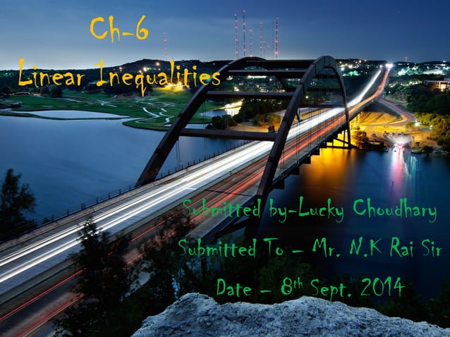 Ch- 6 Linear inequalities of class 11 | PPT