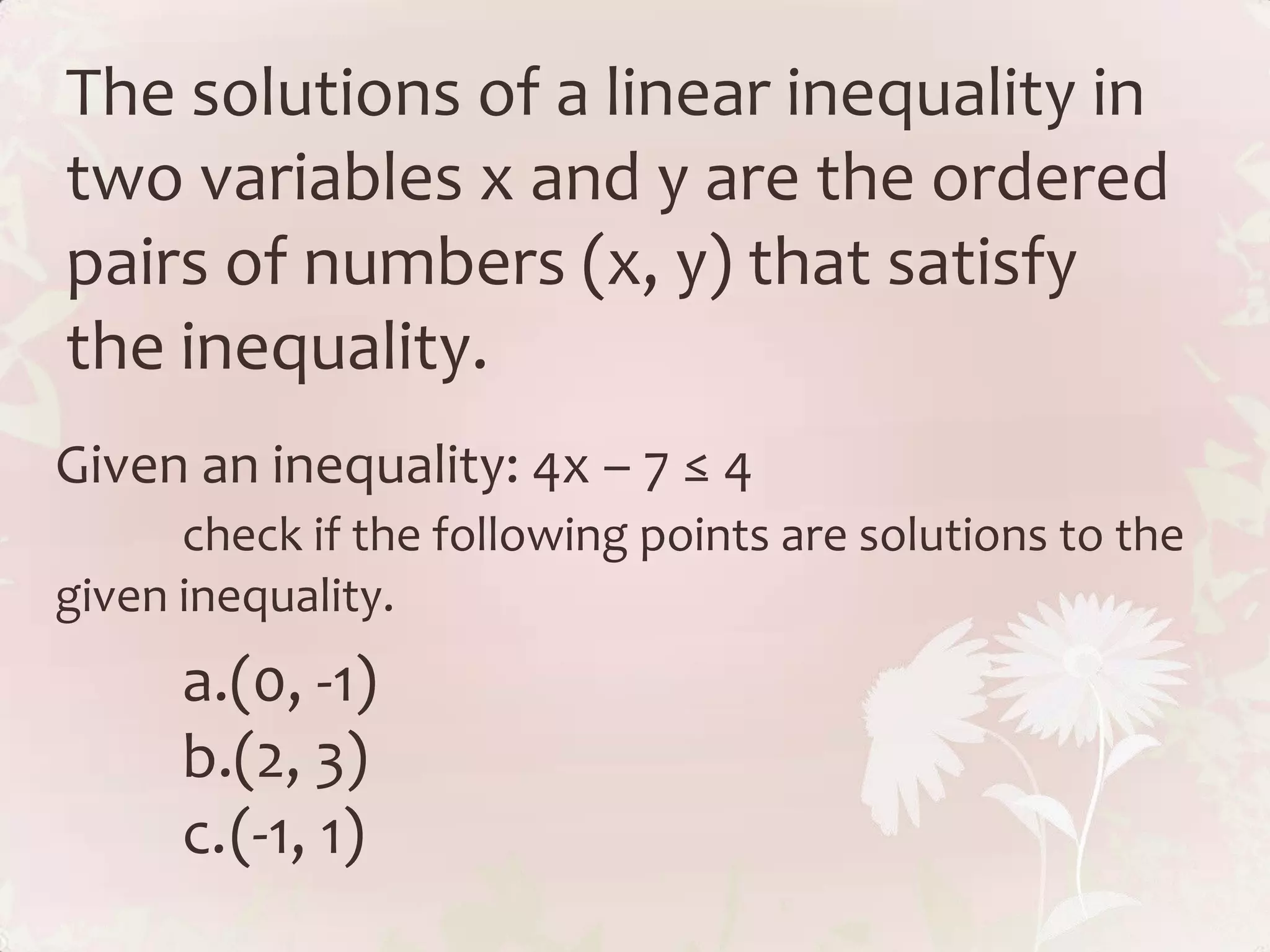 Linear inequalities in two variables | PPTX