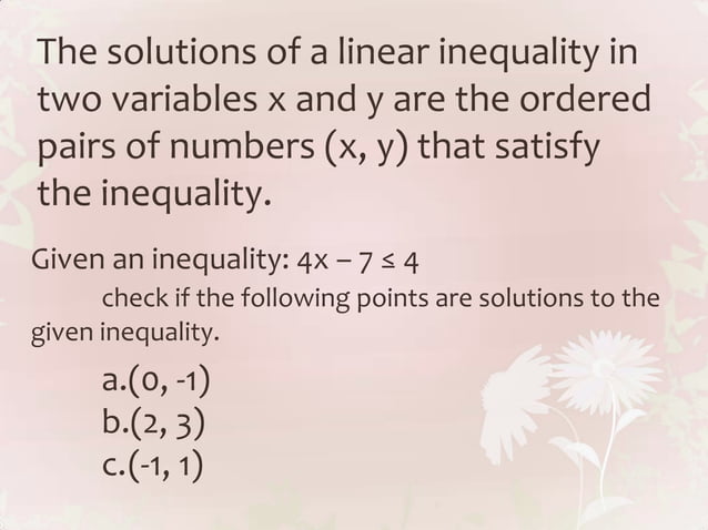 Linear inequalities in two variables | PPTX