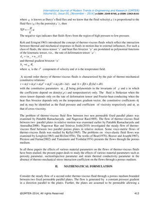 Linearization of Thermo-Viscous Fluid in a Porous Slab Bounded Between two Fixed Permeable ...