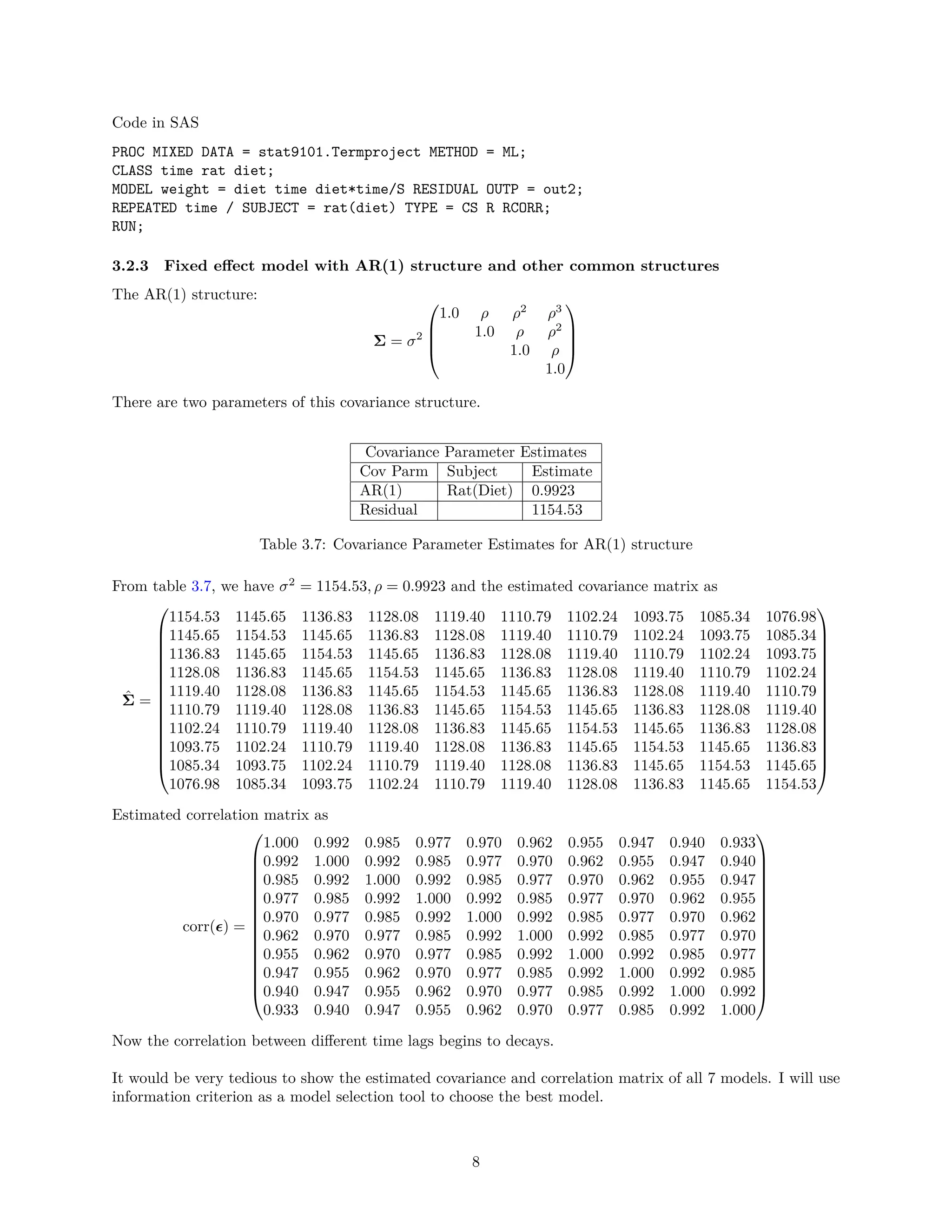 Linear mixed model-writing sample | PDF