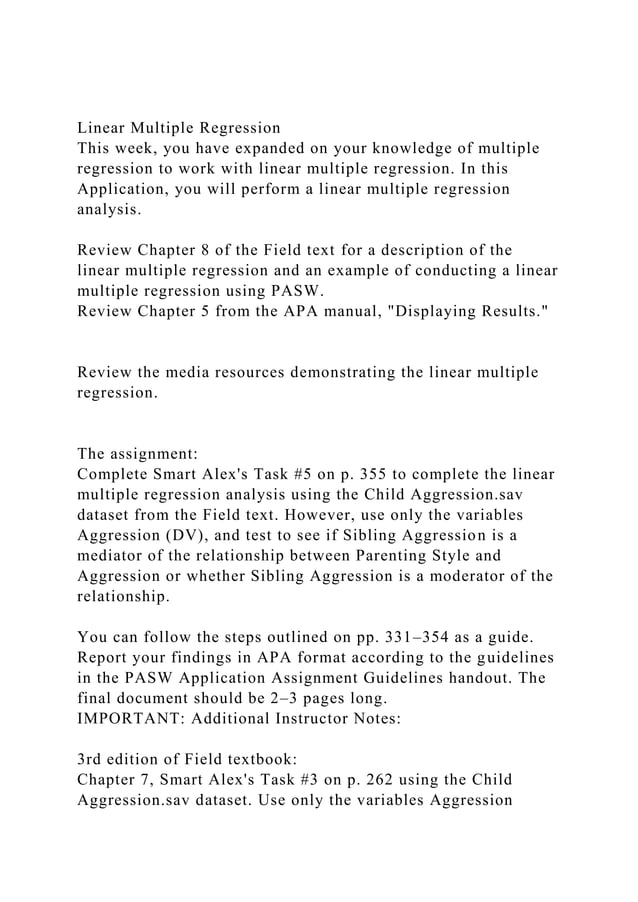 Linear Multiple RegressionThis week, you have expanded on your k.docx