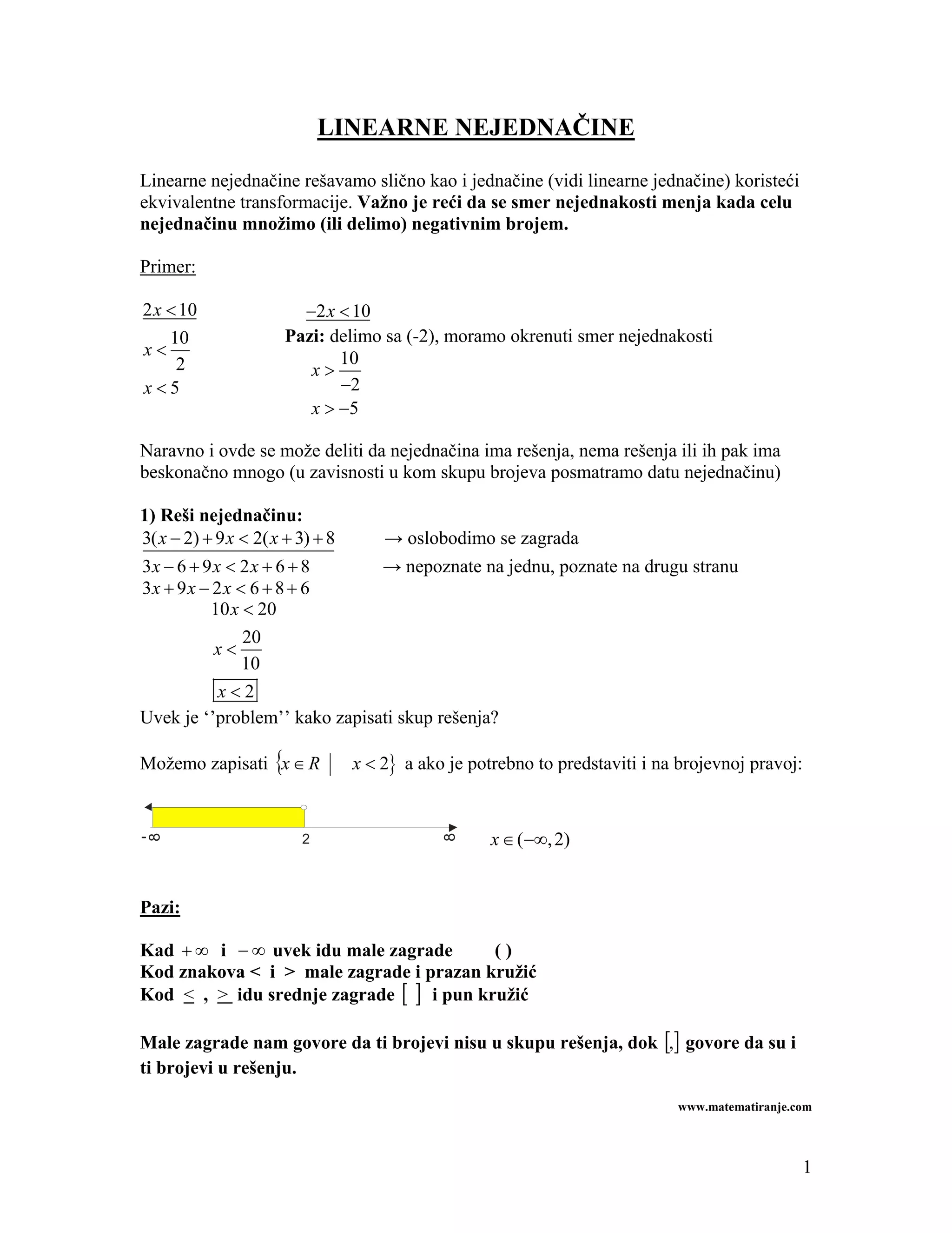 Linearne nejednacine | PDF