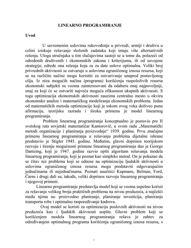 Linearno programiranje1 | DOC