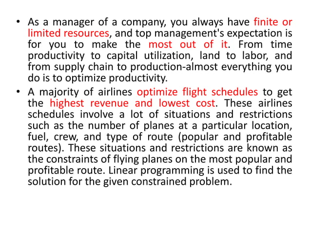 linear optimization.pptx | Programming Languages | Computing