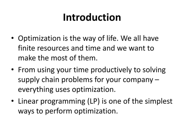 linear optimization.pptx | Programming Languages | Computing