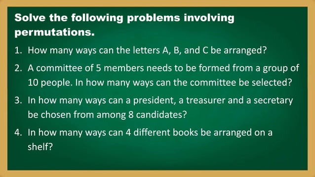Linear Permutation - A Grade 10 lesson under the third quarter of school year 2023-2024. | PPTX