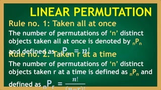 Linear Permutation - A Grade 10 lesson under the third quarter of school year 2023-2024. | PPTX