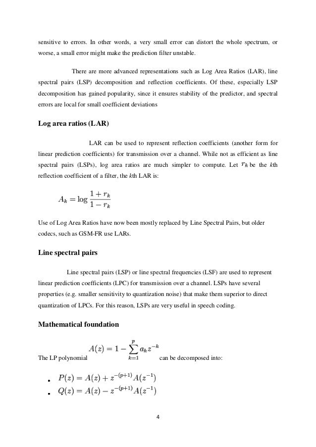 Linear Predictive Coding Documentation