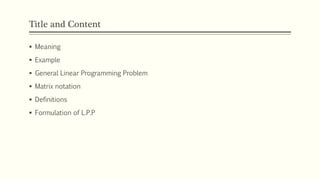 Linear progarmming part 1 | PPT