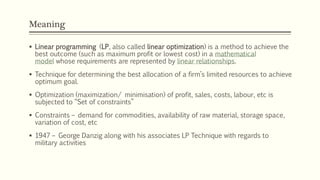 Linear progarmming part 1 | PPT