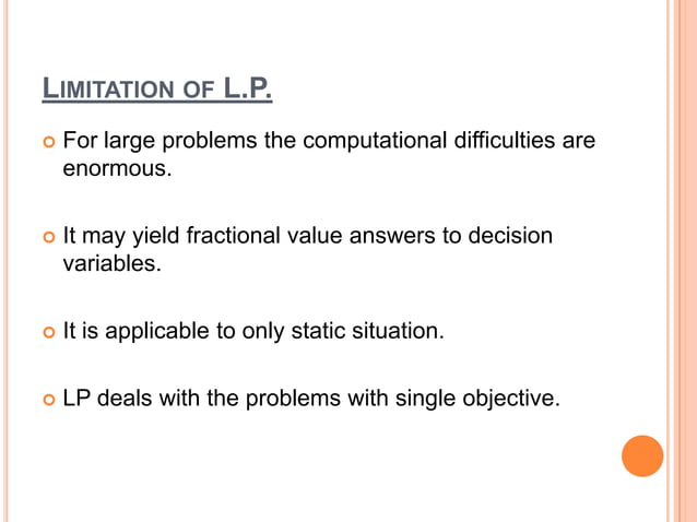 Linear programing | PPSX | Computer Software and Applications | Computing