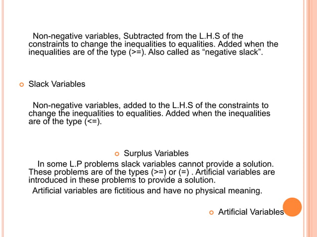 Linear programing | PPSX | Computer Software and Applications | Computing