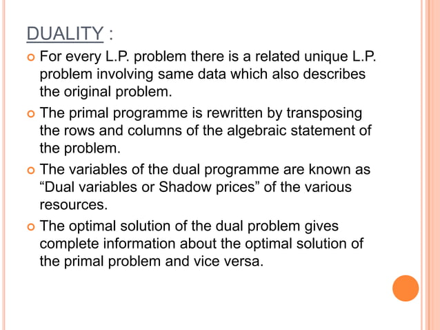 Linear programing | PPSX | Computer Software and Applications | Computing