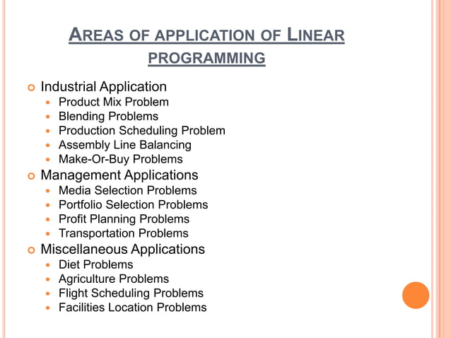 Linear programing | PPSX | Computer Software and Applications | Computing