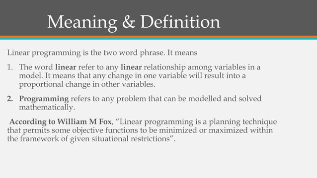 Linear programing | PPTX | Computing | Technology & Computing