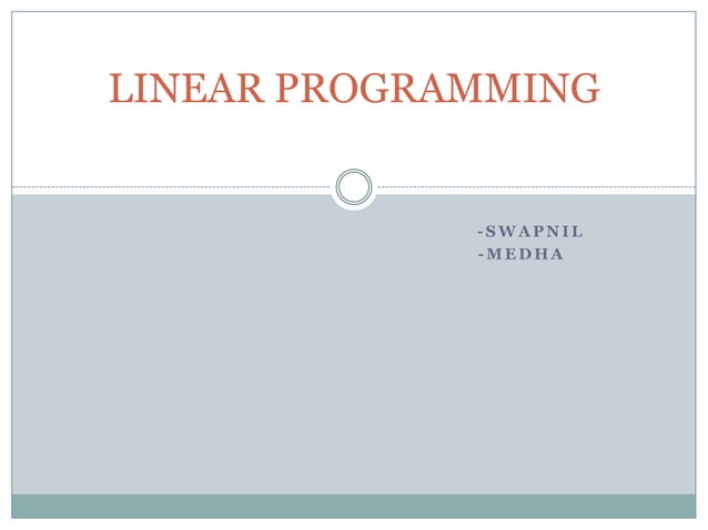 Linear programming | PPTX