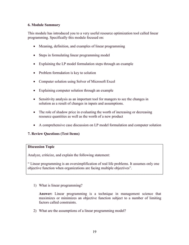 Linear Programming Module- A Conceptual Framework | PDF