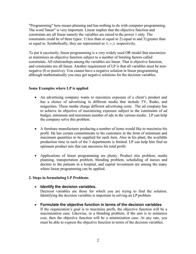 Linear Programming Module A Conceptual Framework Pdf 