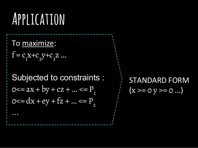 Linear programming using the simplex method Linear programming using the simplex method