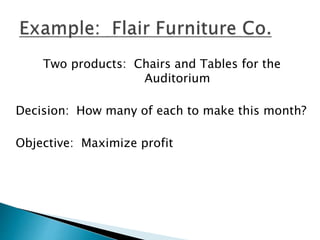 Linear programming | PPTX | Business | Business and Finance