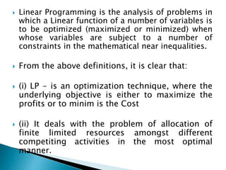 Linear programming | PPTX | Business | Business and Finance