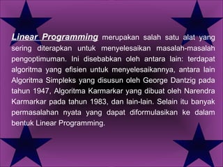 Linear programming | PPT