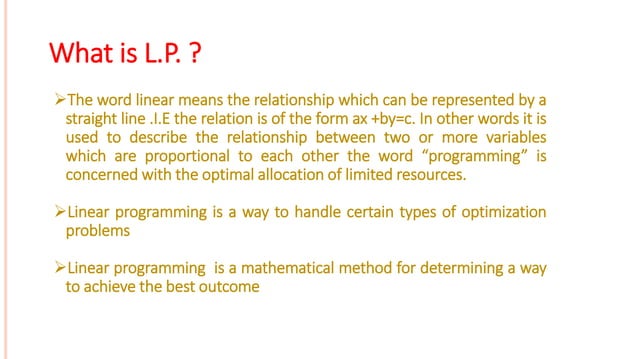 Linear programming | PPTX | Programming Languages | Computing