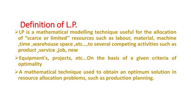 Linear programming | PPTX | Programming Languages | Computing