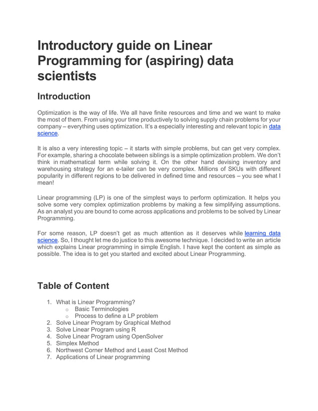 Linear programming | PDF