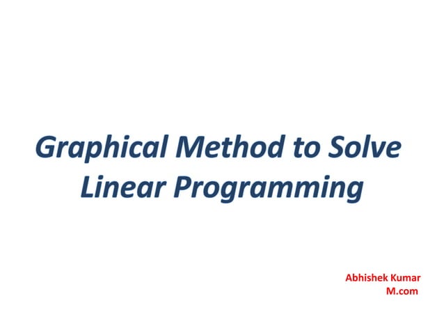 Graphical RepresentationLinear programming | PPT