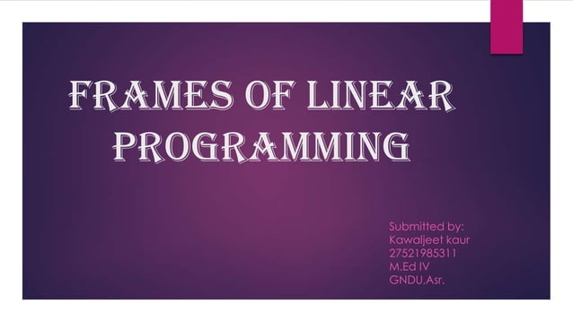 Linear programming | PPTX