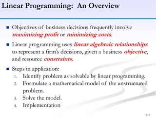 Linear programming - Model formulation, Graphical Method | PPTX