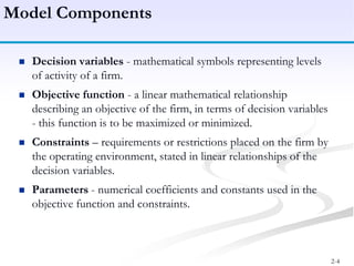 Linear programming - Model formulation, Graphical Method | PPTX