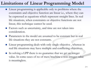 Linear programming - Model formulation, Graphical Method | PPTX