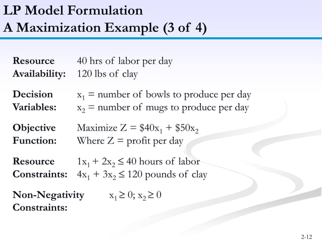 Linear Programming Model Formulation Graphical Method Ppt