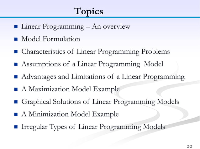 Linear Programming Model Formulation Graphical Method Ppt