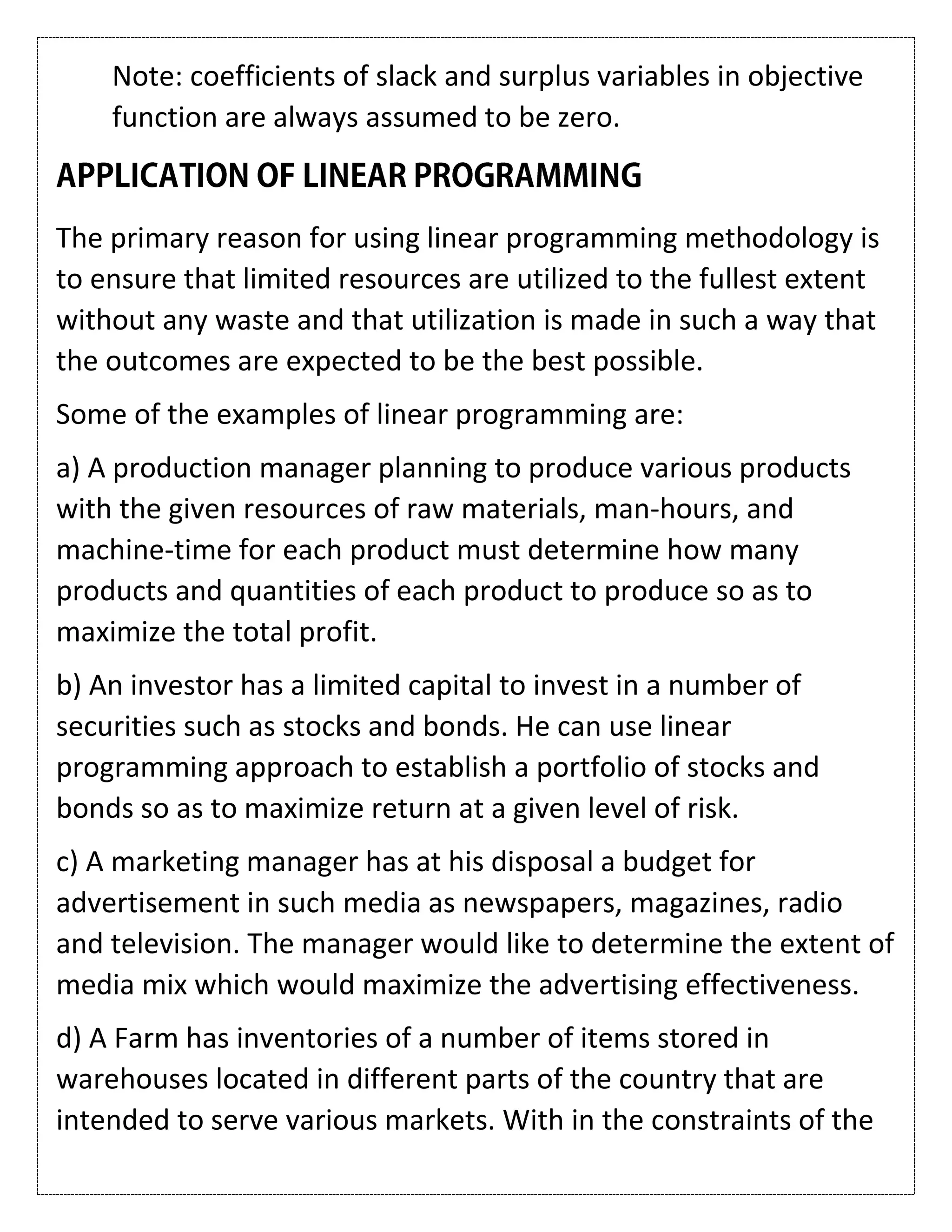 Linear programming class 12 investigatory project | PDF