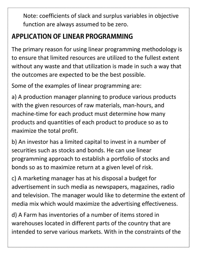 Linear programming class 12 investigatory project | PDF