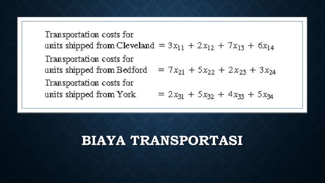 Linear programming dalam transportasi | PPTX