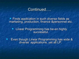 Linear programming in market application | PPT