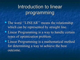 Linear programming in market application | PPT