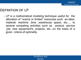 Linear programming-Optimization techniques -Single objective | PPTX