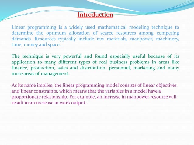 Linear programming manzoor nabi | PPT