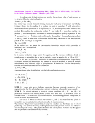 Linear programming of basic economic parameters used at reengineering in small | PDF