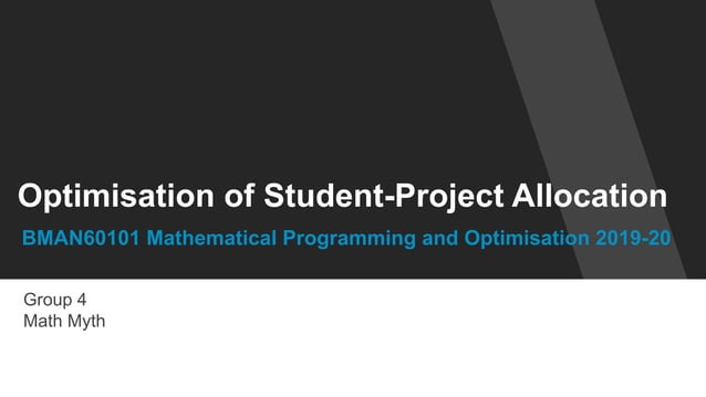 Project Allocation Linear Programming Optimisation Ppt