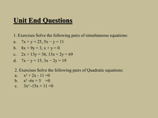 Linear, quardratic equations | PPTX