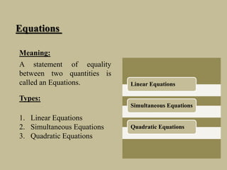 Linear, quardratic equations | PPTX